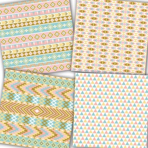 Tribal Pattern Digital Paper: Aztec Geometric Designs (digital Download ...