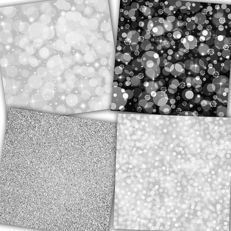 Silver Digital Paper: silver Bokeh and Glitter | Etsy