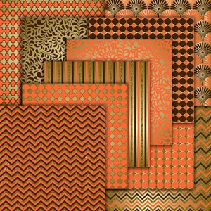 Orange Brown and Gold Digital Paper: "orange and Brown Patterns ...
