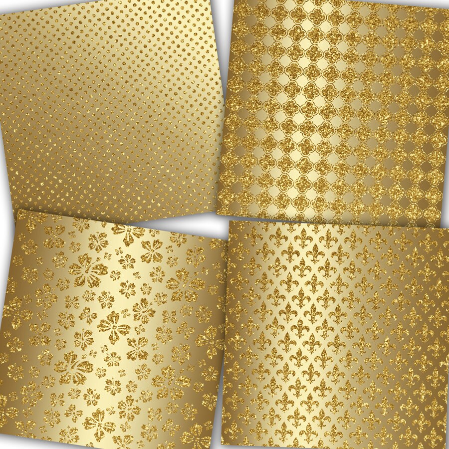 Gold Glitter Digital Paper: Gold Glitter Patterns | Etsy
