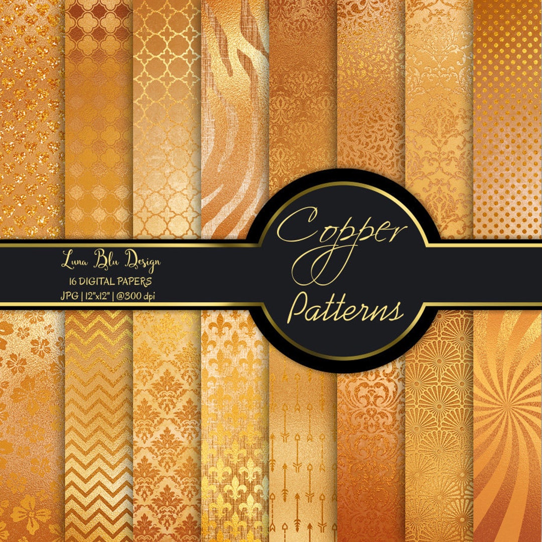 Copper Digital Paper, Copper Textures, Copper Foil Patterns, Metallic ...