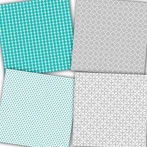 Turquoise and Gray Digital Paper: "turquoise and Gray Patterns" for ...