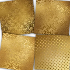 Gold Foil Digital Paper: "gold Patterns" Gold Foil Patterns, Metallic ...