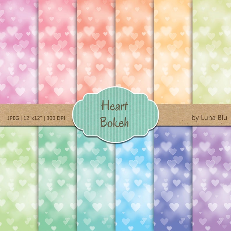 Bokeh Digital Paper Pack: Heart Bokeh Background - Etsy