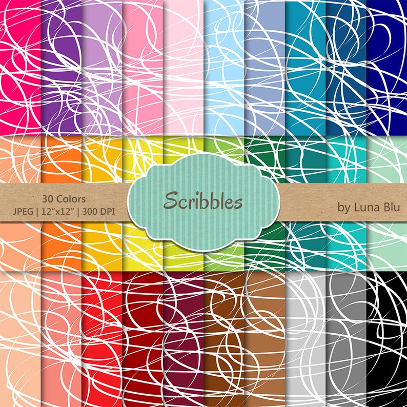 Scribble Digital Paper Pack: rainbow Scribbles - Etsy
