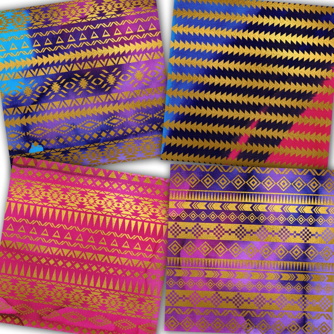 Tribal Digital Paper watercolor Tribal Gold Tribal - Etsy