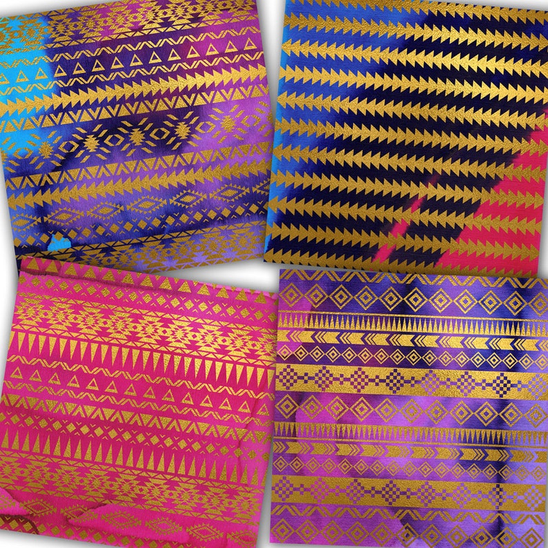 Tribal Digital Paper watercolor Tribal Gold Tribal - Etsy