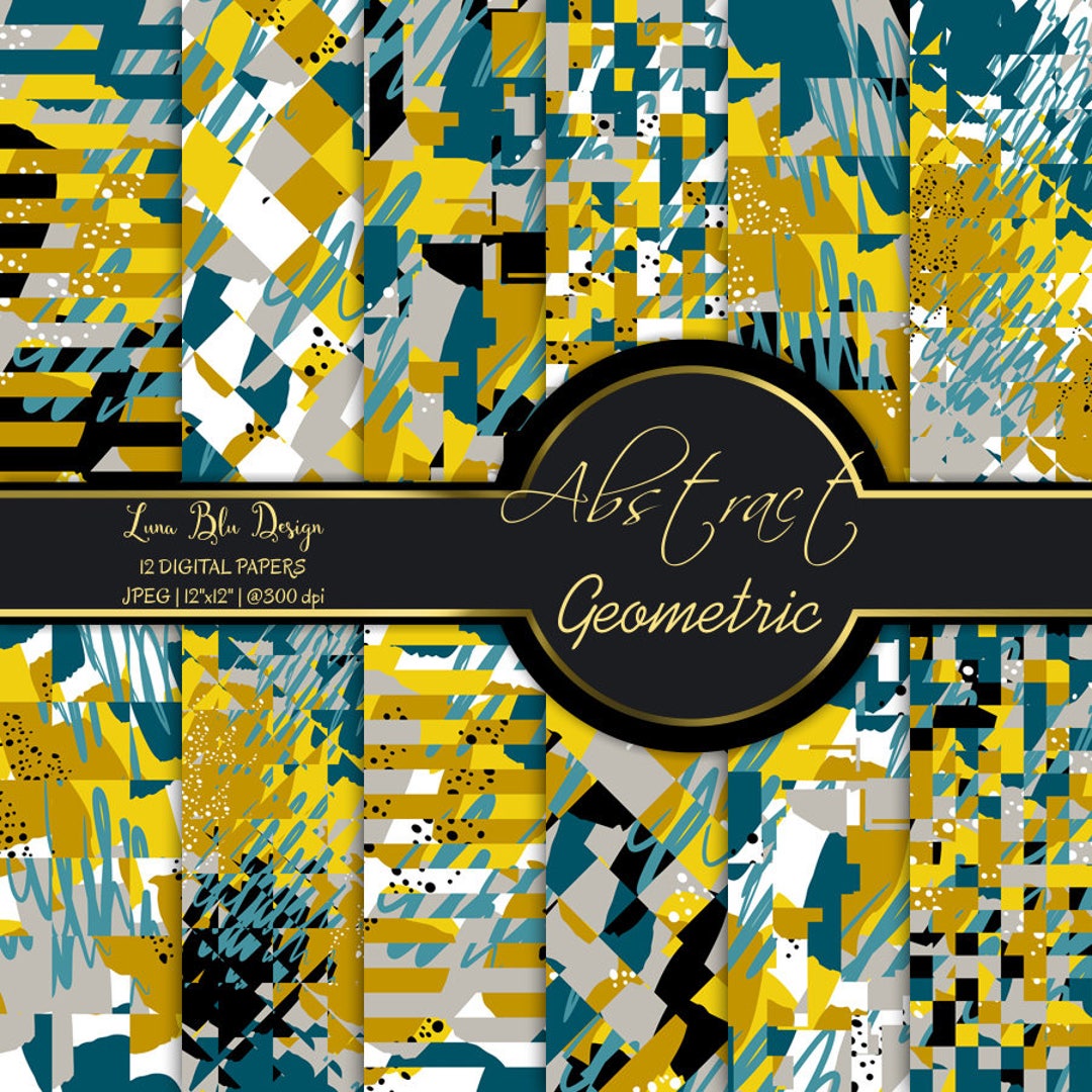 Geometric Abstract Seamless Patterns, Unique Digital Paper, Bold Modern ...