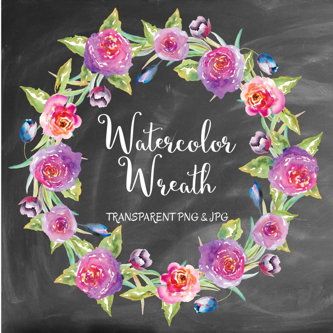 Watercolor Wreath Clipart: watercolor Floral | Etsy