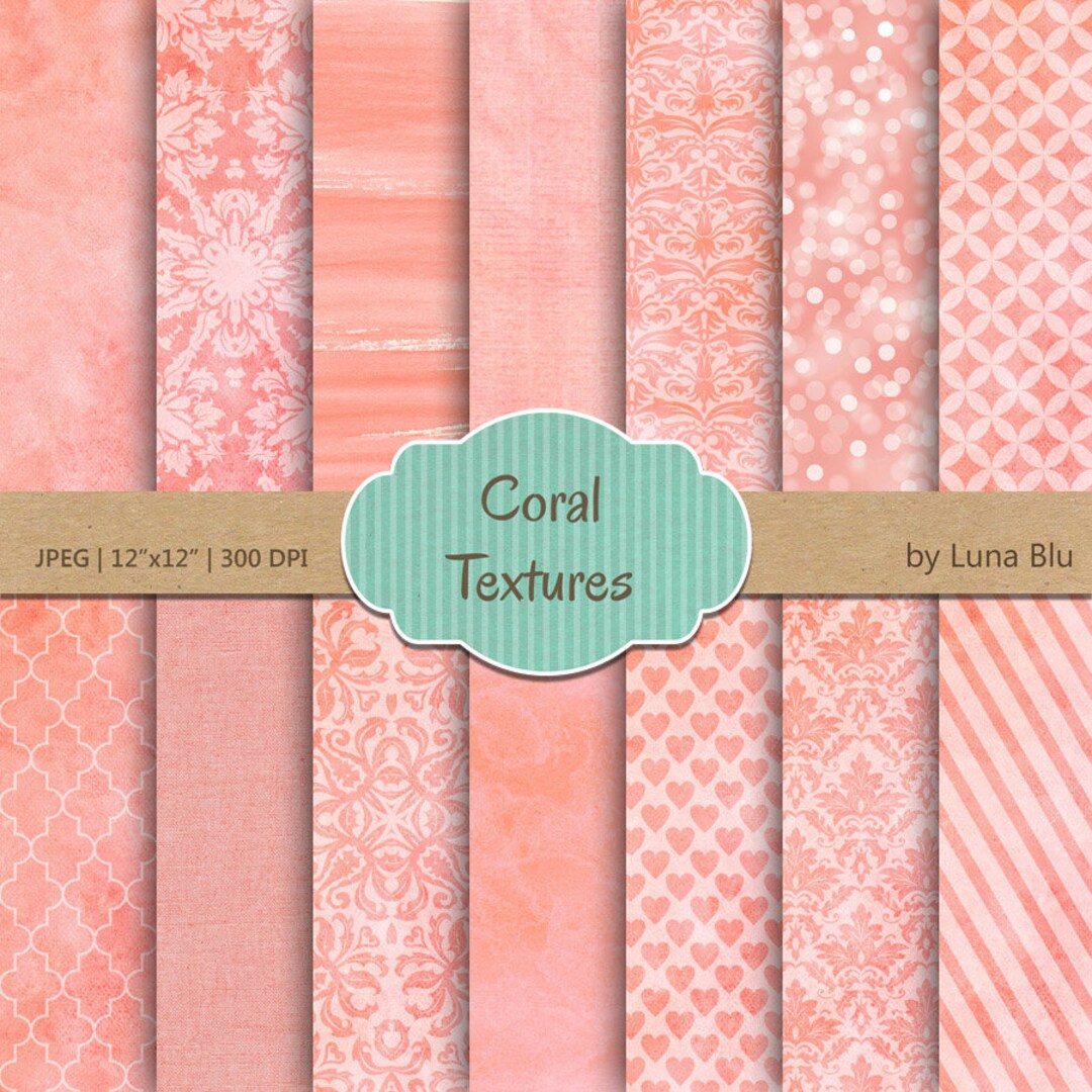 Textured Digital Paper: "coral Textures" Coral Digital Paper, Coral ...