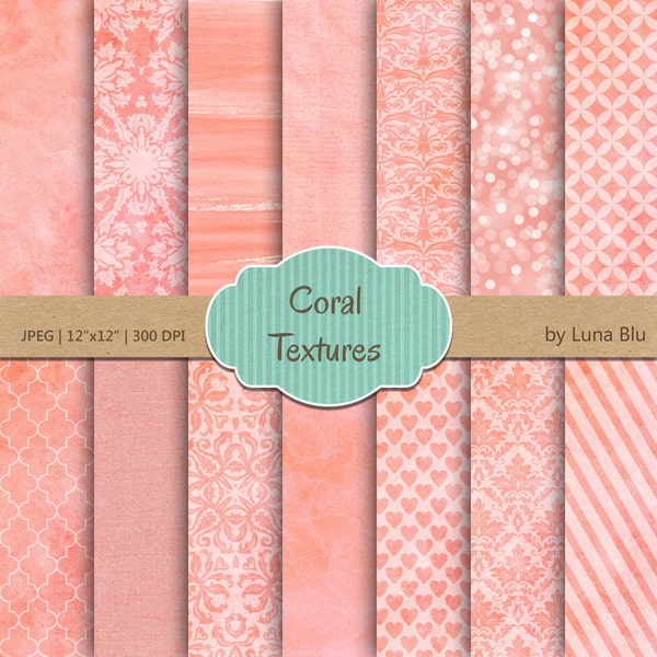 Coral Digital Paper - Etsy