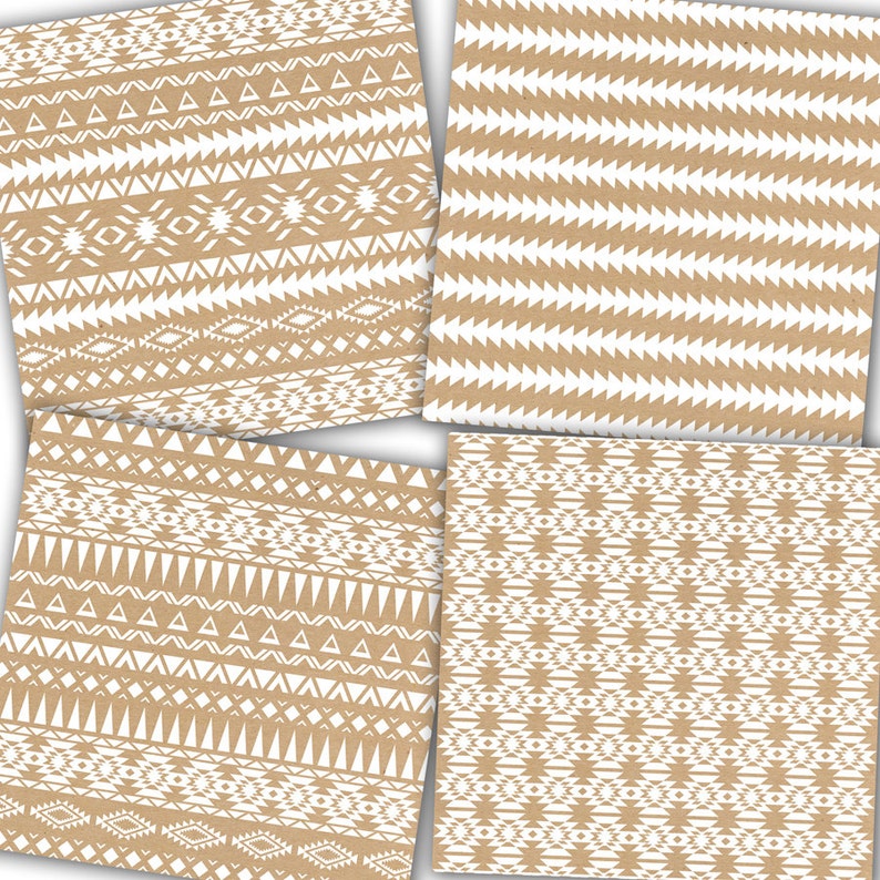 Tribal Digital Paper: Kraft Tribal Kraft Digital | Etsy