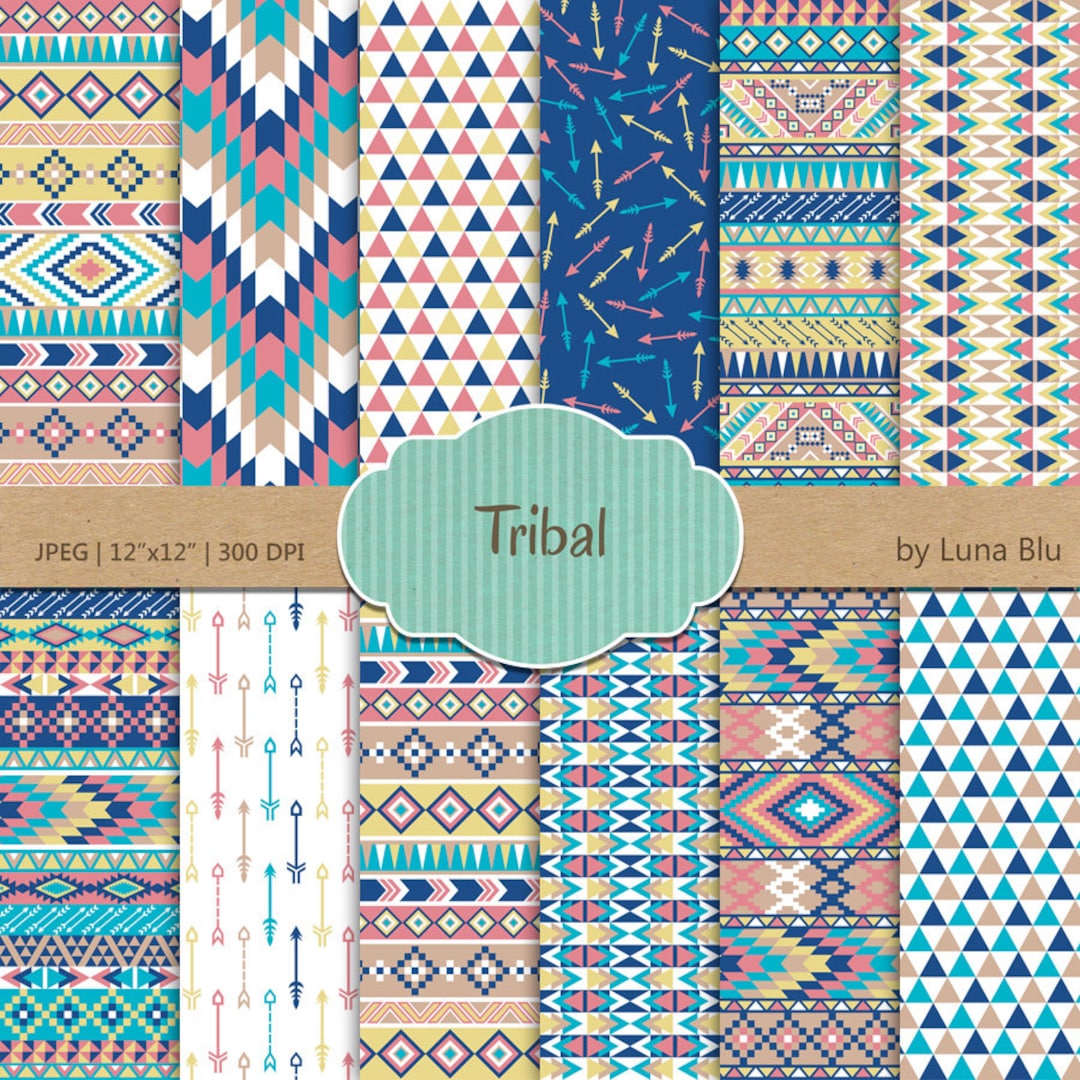 Tribal Digital Paper: Tribal Patterns in Pantone Spring Colors, With ...