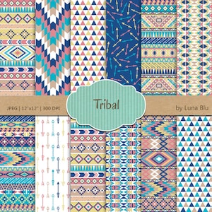 Tribal Digital Paper: Tribal Patterns in Pantone Spring Colors, With ...
