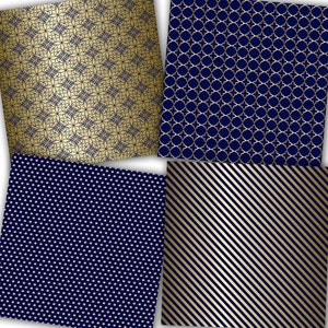 Navy and Gold Digital Paper: "navy and Gold " Scrapbook Paper, for ...
