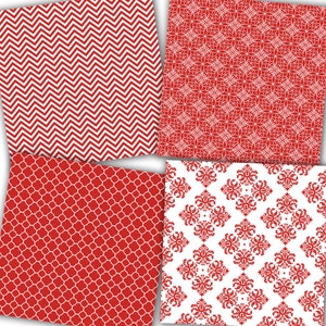 Red Digital Paper: "red Patterns " Christmas Red Scrapbook Papers, for ...