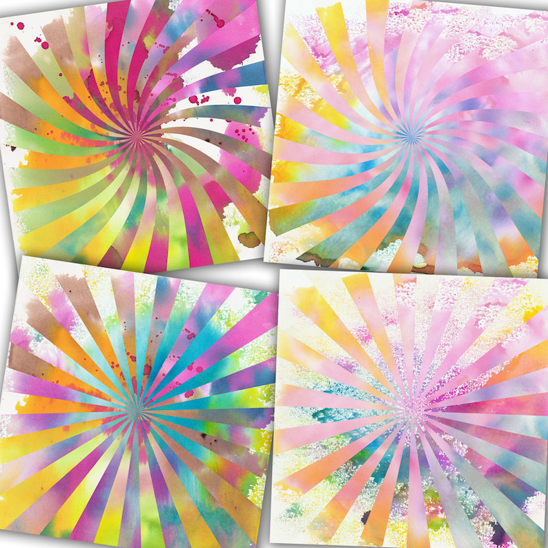 Starburst Digital Paper: watercolor Starburst - Etsy