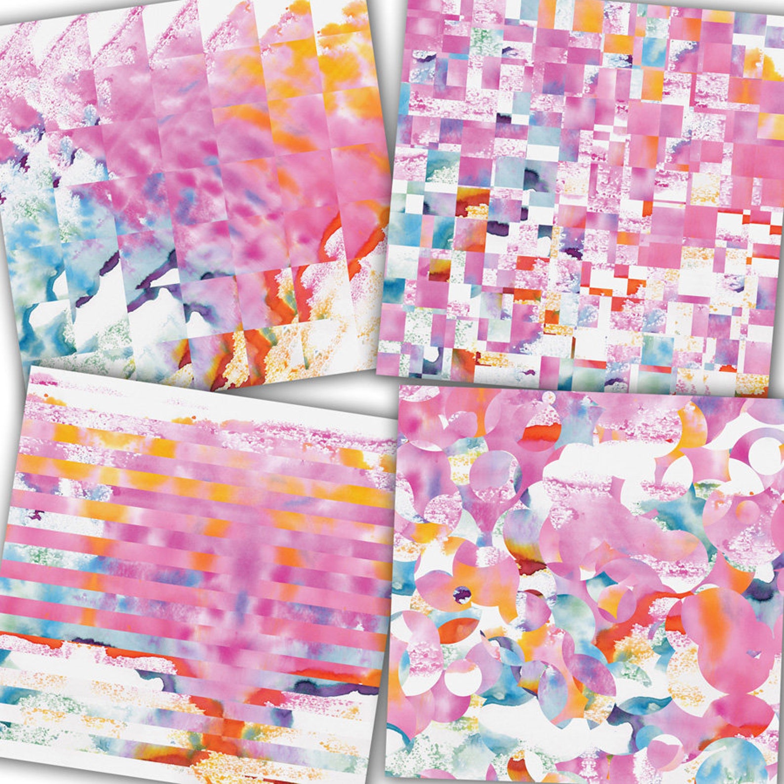 Watercolour Digital Paper Watercolour Patterns Pink - Etsy