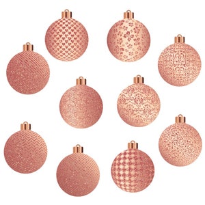 Rose Gold Christmas Clipart, Rose Gold Christmas Ornaments, Rose Gold ...