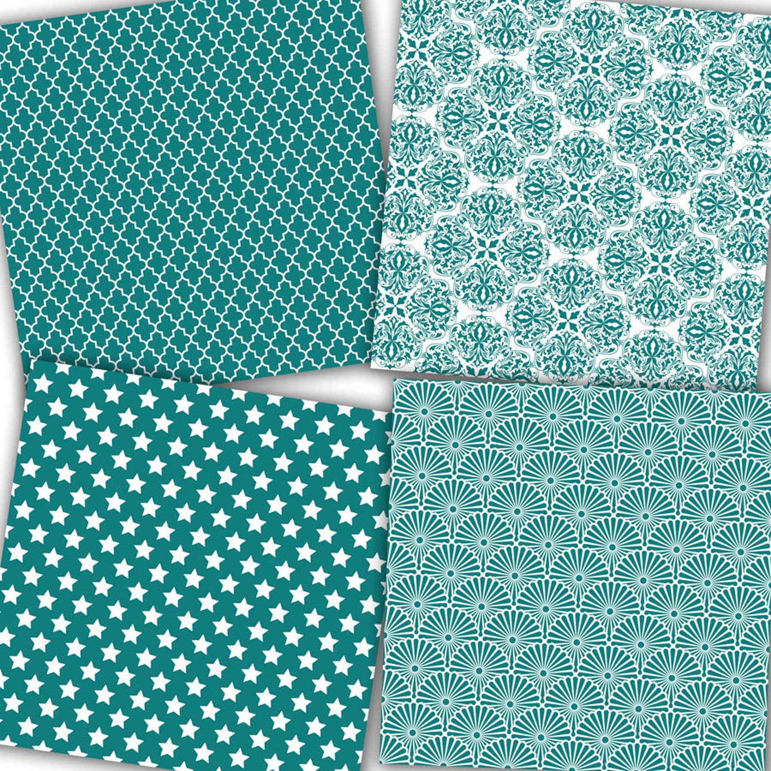 Teal Digital Paper: teal Patterns Blue Gray Blue | Etsy