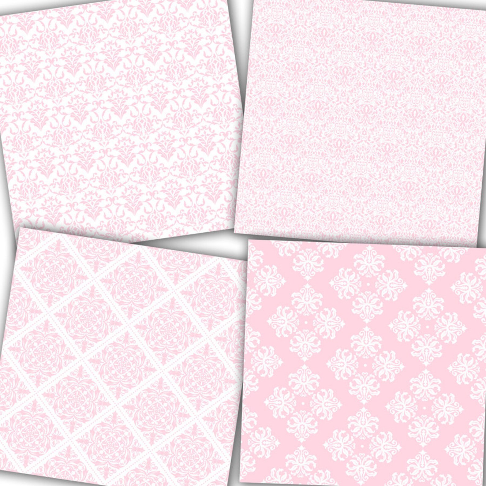 Baby Pink Digital Paper: baby Pink Damask Soft - Etsy