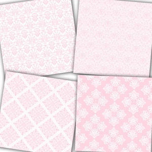 Baby Pink Digital Paper: "baby Pink Damask " Soft Pink, Pale Pink ...