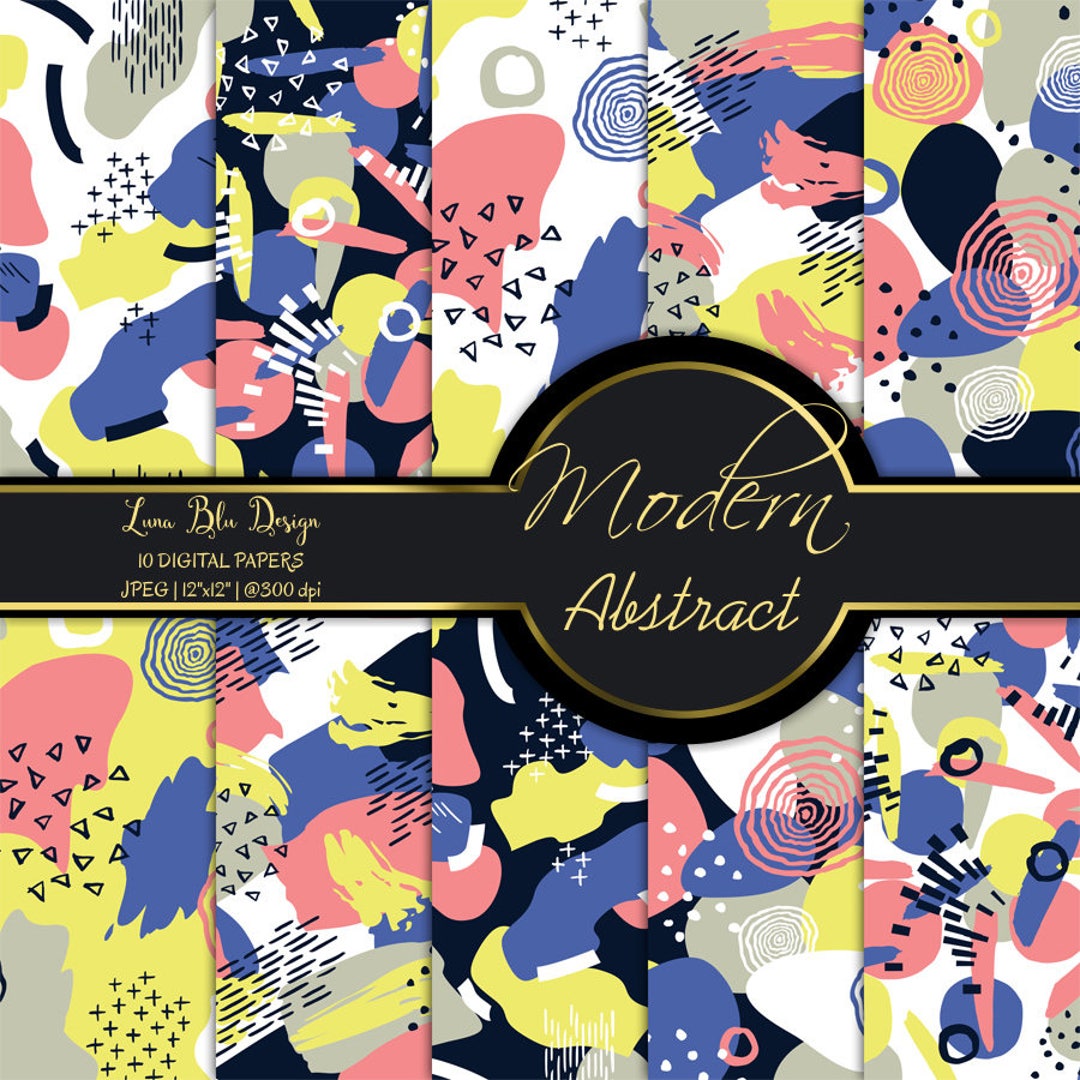 Modern Abstract Brush Digital Paper: Seamless Patterns (JPG, 12x12 ...