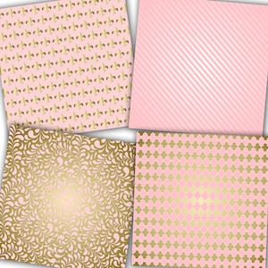 Blush and Gold Digital Paper: "blush and Gold Patterns" Scrapbook Paper ...