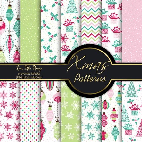 Christmas Digital Paper Holiday Scrapbook Papers Snowflake - Etsy
