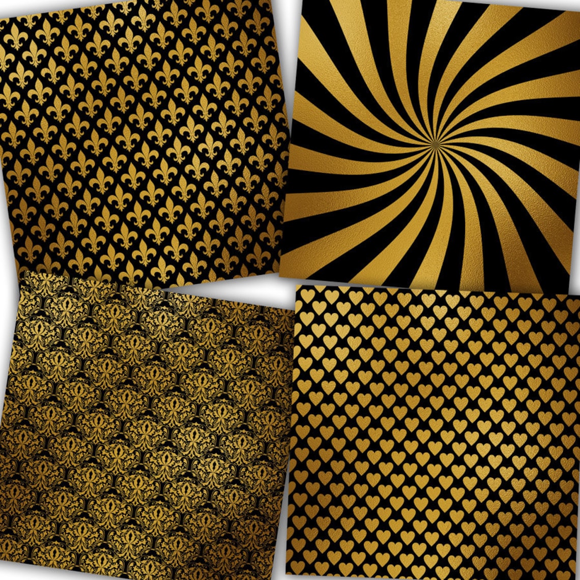 Black and Gold Digital Paper: black and Gold Foil - Etsy