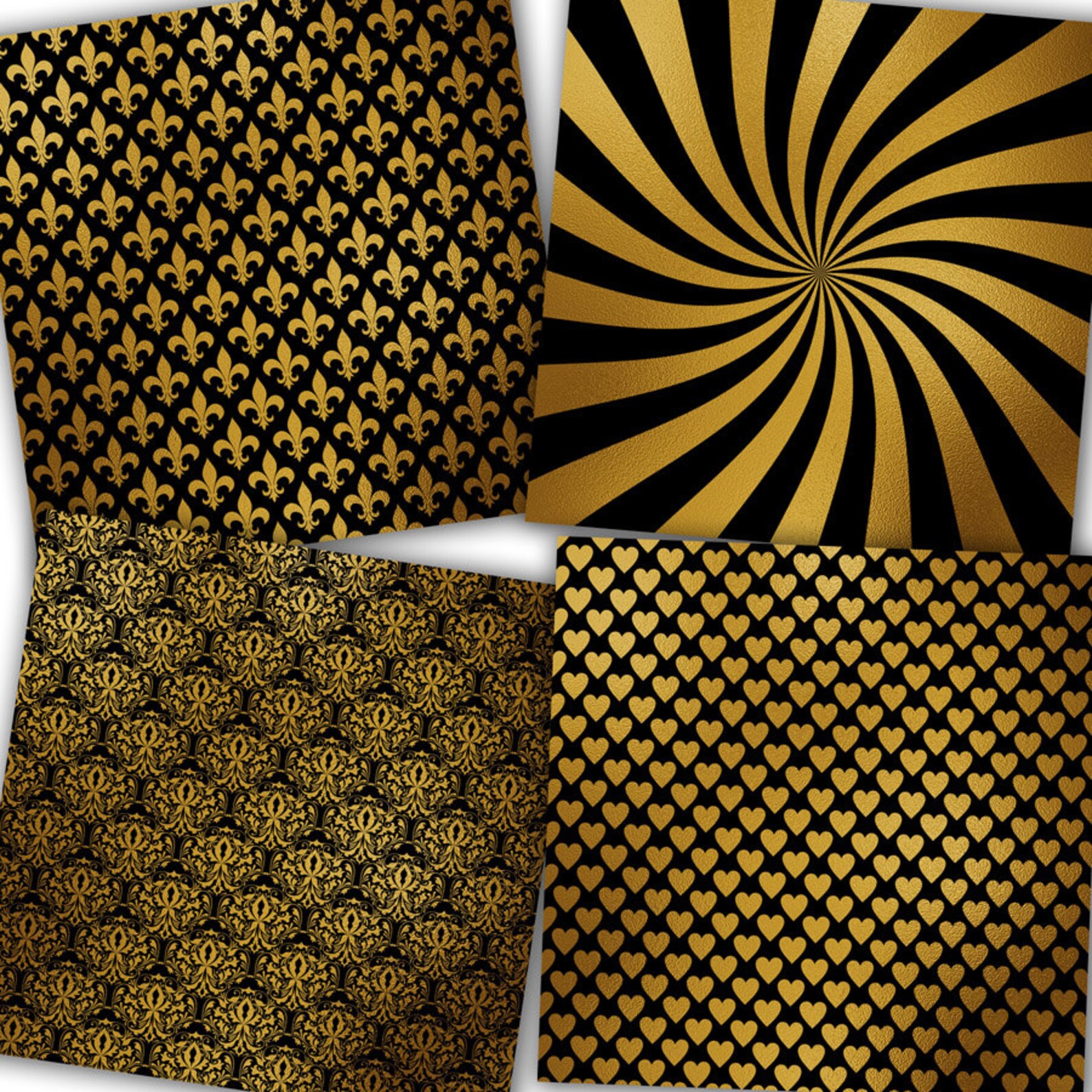 Black and Gold Digital Paper: black and Gold Foil - Etsy