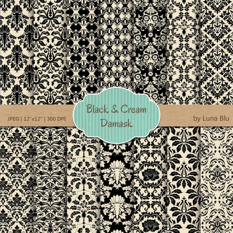 Black and Cream Digital Paper: black and Cream - Etsy