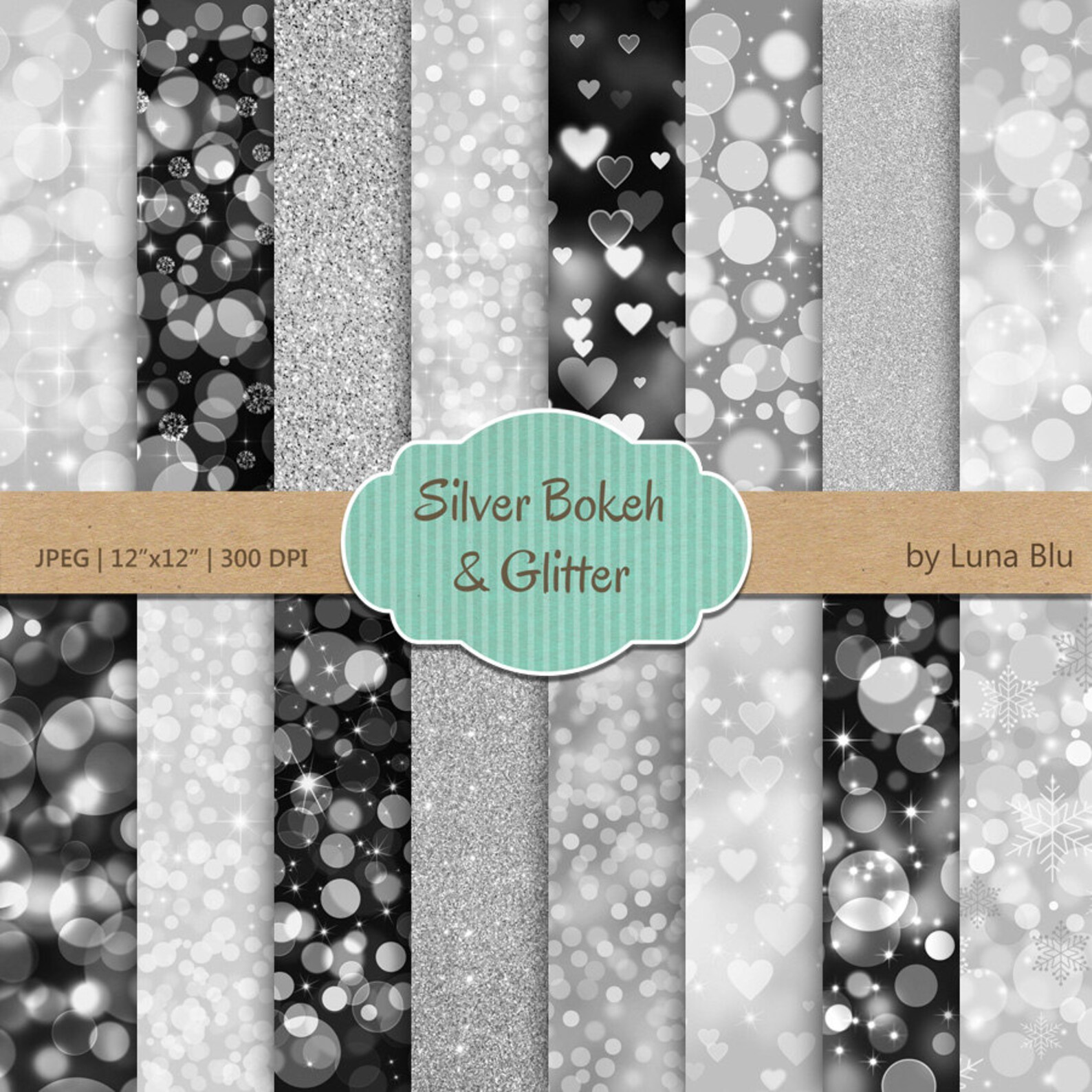 Silver Digital Paper: silver Bokeh and Glitter | Etsy