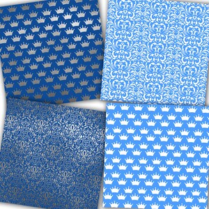 Cinderella Digital Paper Pack: "princess Digital Paper" Silver and Blue ...