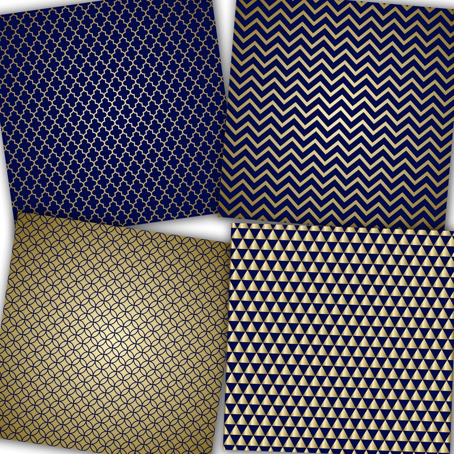 Navy and Gold Digital Paper: navy and Gold Patterns - Etsy