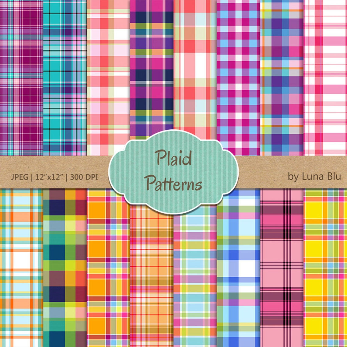Plaid Digital Paper: plaid Patterns Scrapbooking - Etsy