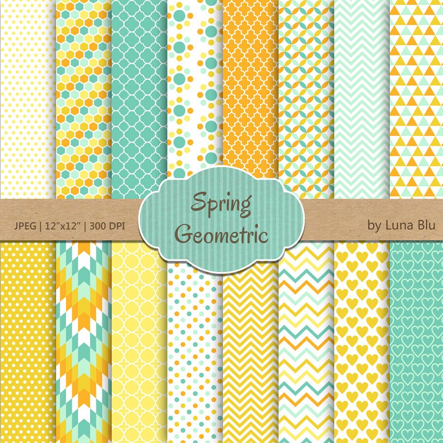 Geometric Digital Paper: Spring Geometric Patterns | Etsy