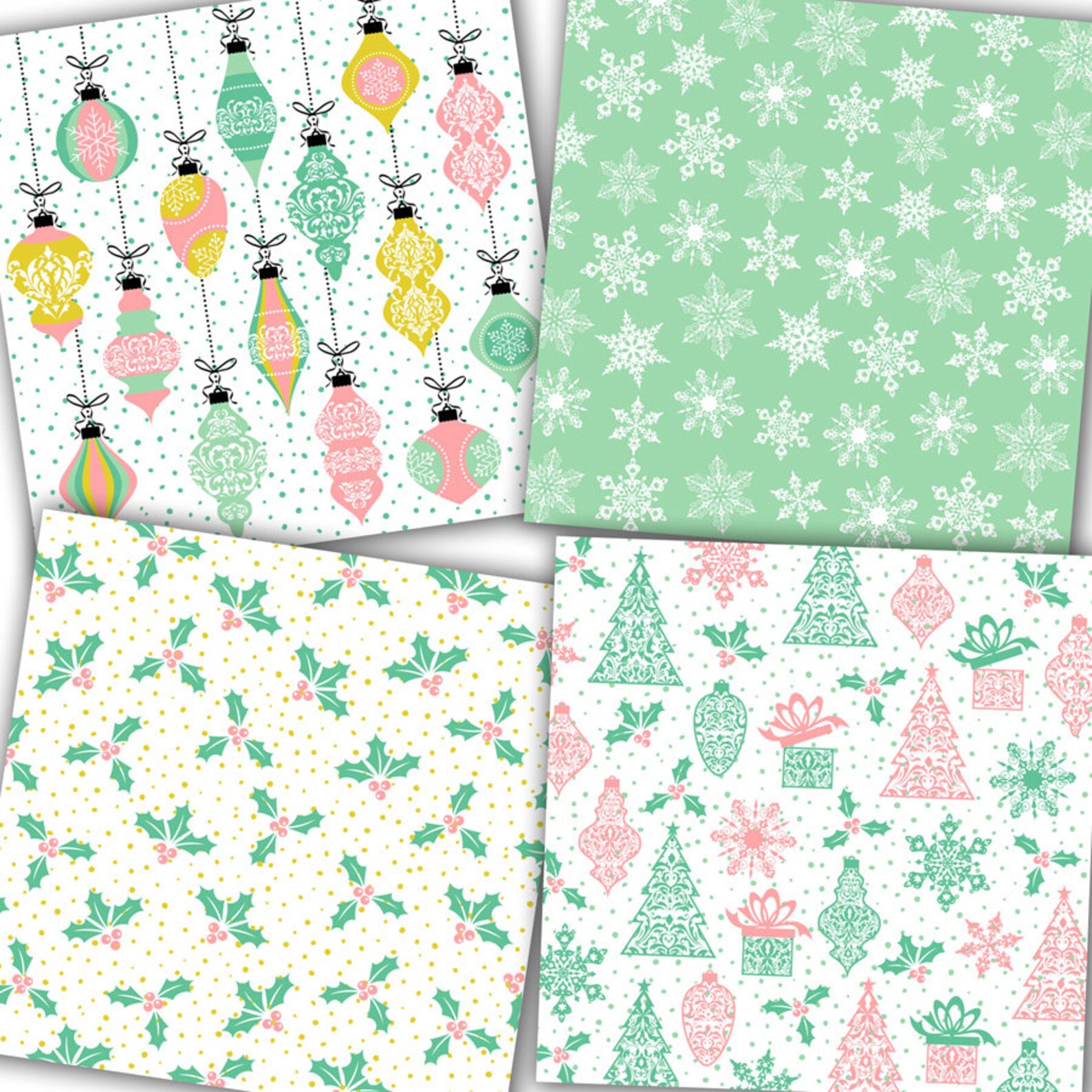 Digital Scrapbooking Paper Christmas Digital Papers Holiday - Etsy