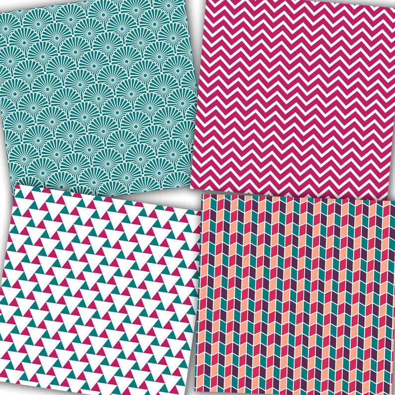 Geometric Digital Paper Pack: geometric Scrapbook - Etsy