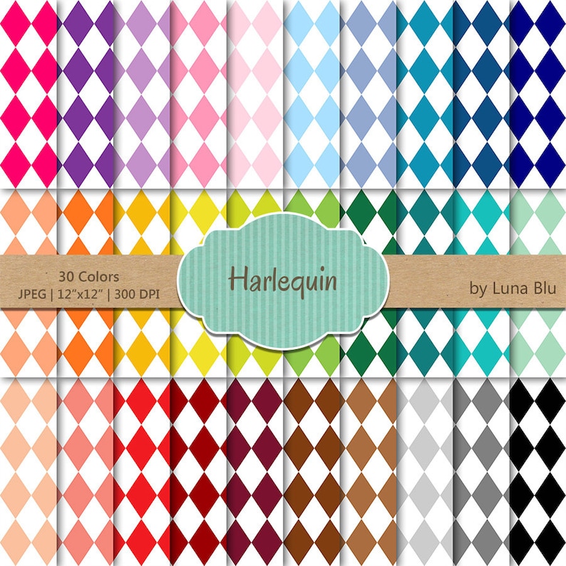 Harlequin Digital Paper Pack: rainbow Harlequin - Etsy