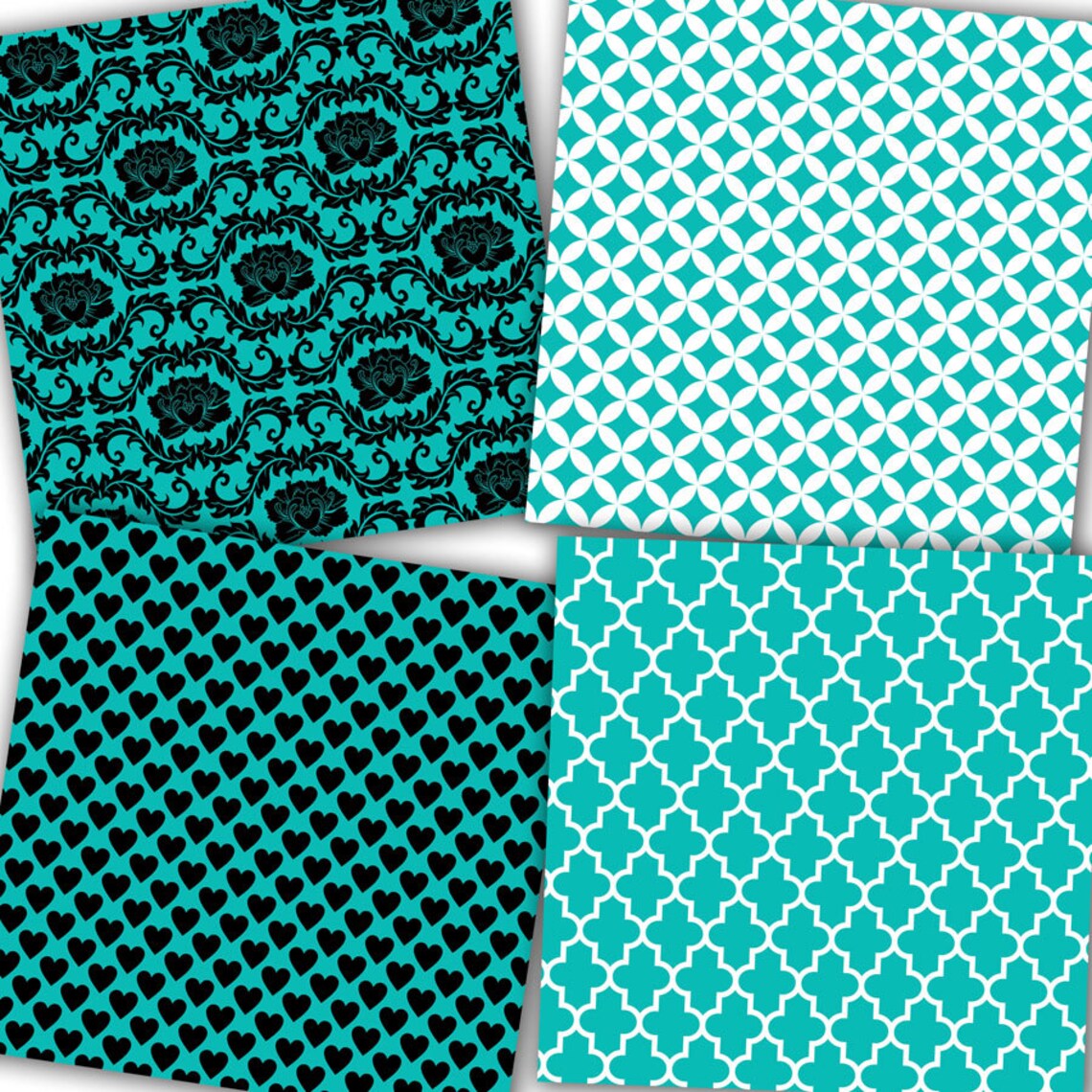 Turquoise Digital Paper: Turquoise Scrapbook Paper Pack | Etsy