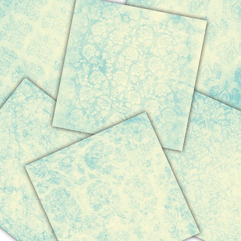 Vintage Blue Distressed Damasks Blue Grunge Digital Papers - Etsy