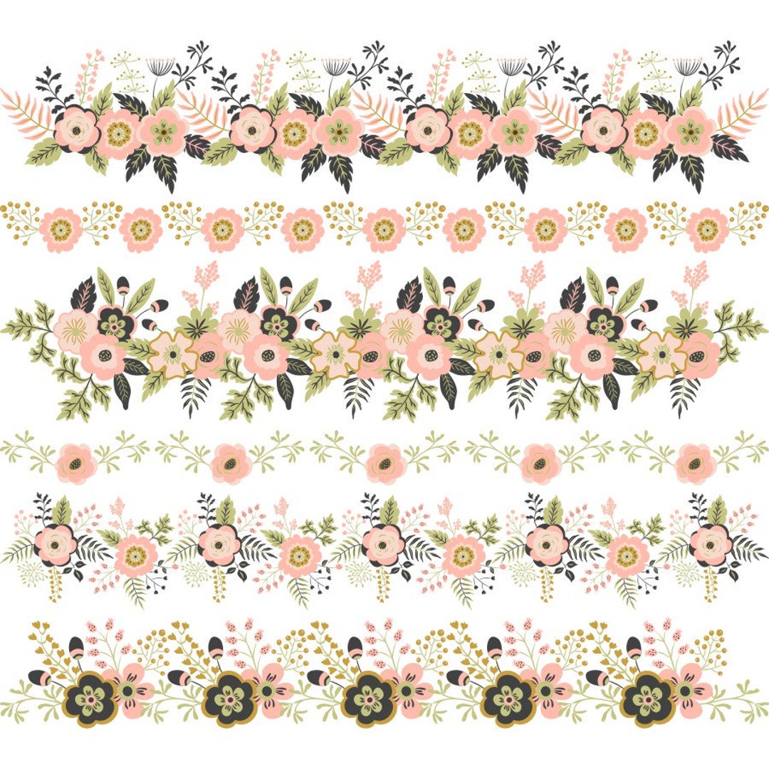 Flower Border Clip Art, Flower Border PNG, Floral Border Clipart ...