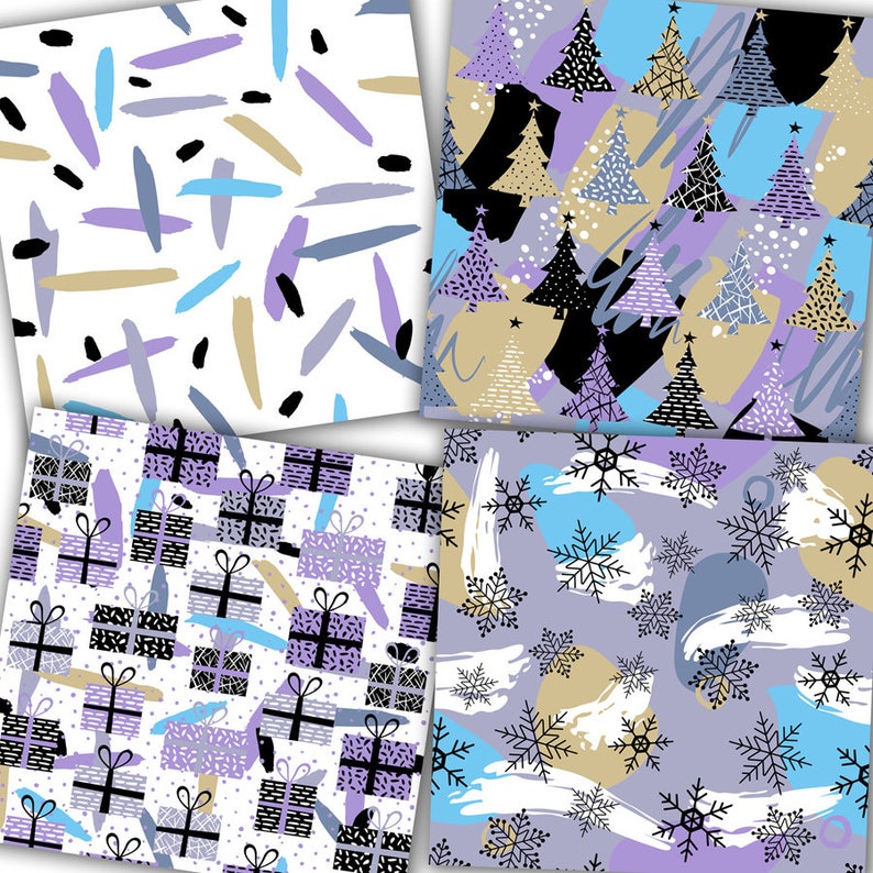 Abstract Christmas Digital Paper Purple Christmas | Etsy