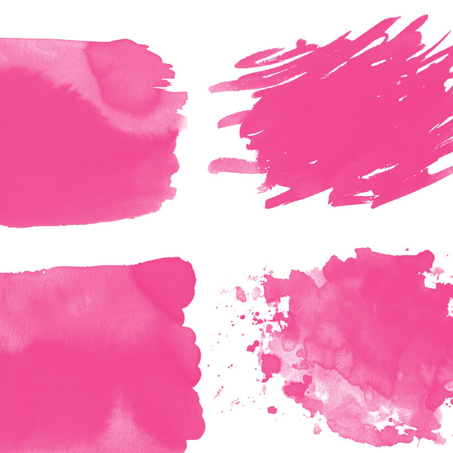 Watercolor Splash Clipart Pink Watercolor Brush Strokes Pink | Etsy