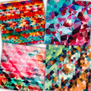 Triangle Digital Paper: "grunge Triangles" Colored Grunge Digital Paper ...