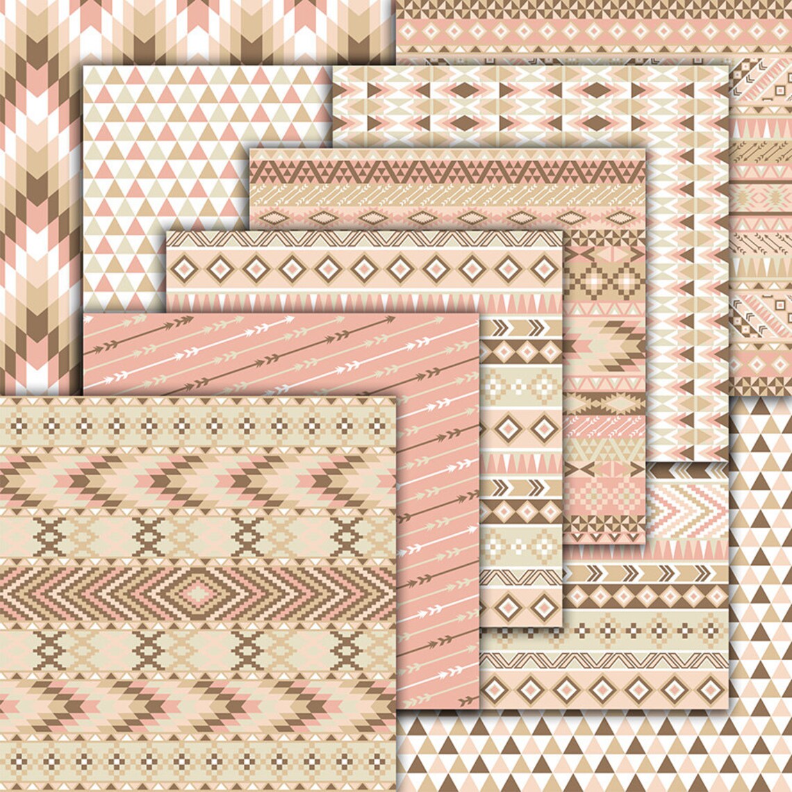 Tribal Digital Paper: tribal Patterns Pastel - Etsy