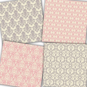 Damask Digital Paper: "pink and Taupe Damasks" Vintage Pink Scrapbook ...