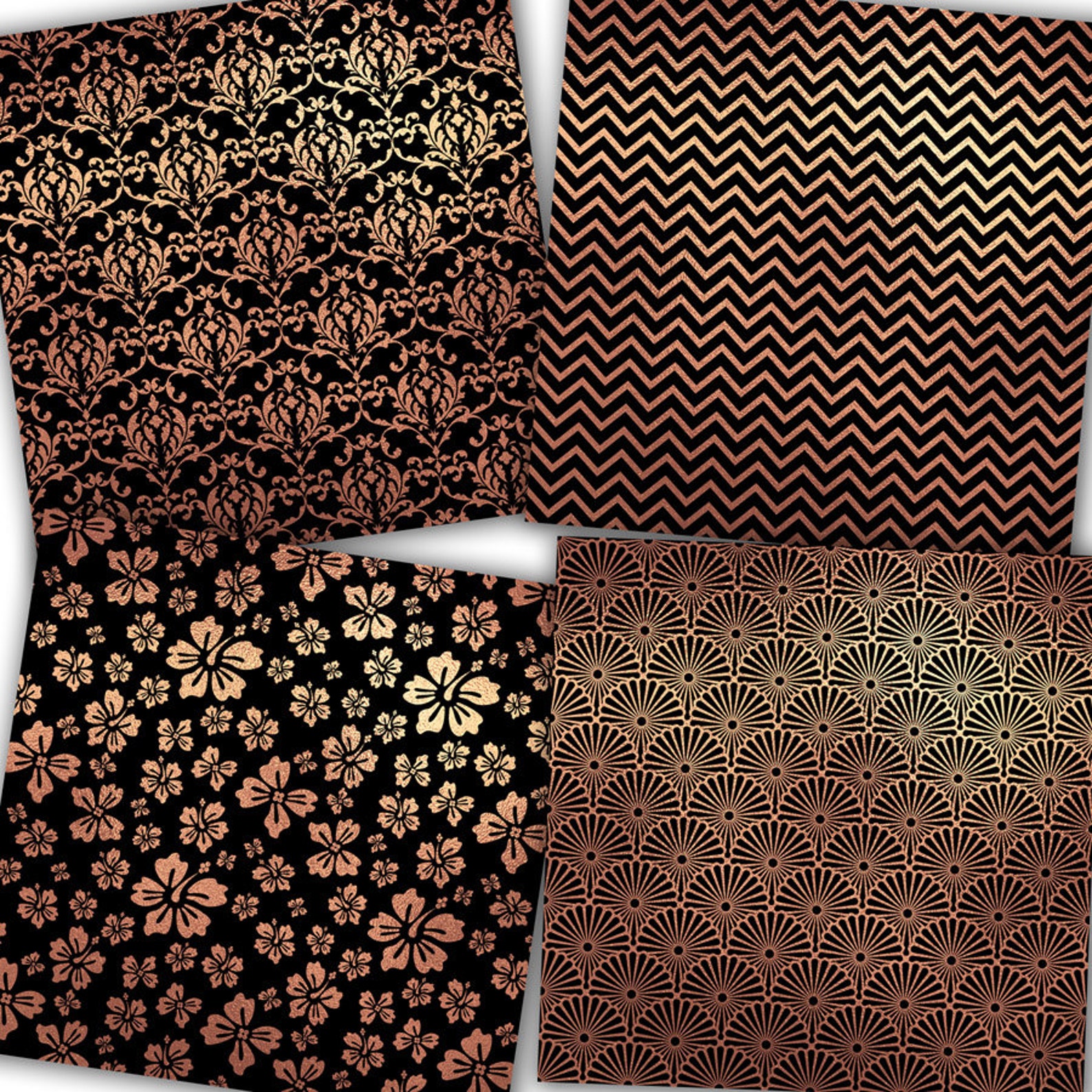 Black and Rose Gold Digital Paper: black and Rose Gold - Etsy