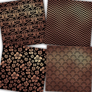 Black and Rose Gold Digital Paper: "black and Rose Gold Foil Patterns ...